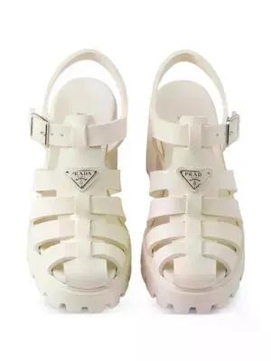 Prada Rubber Platform Heeled Sandals - Neutrals