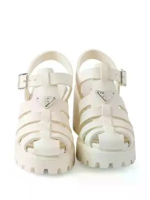 Prada Rubber Platform Heeled Sandals - Neutrals