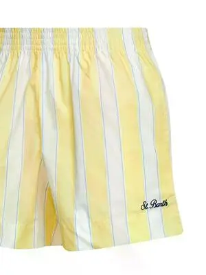 MC2 SAINT BARTH Striped Embroidered Shorts - Yellow