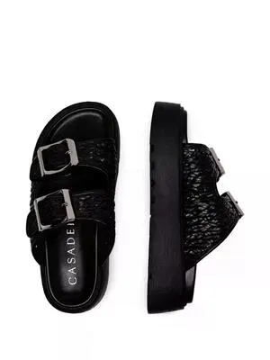 Casadei Suncity Woven Buckle-strap Sandals - Black