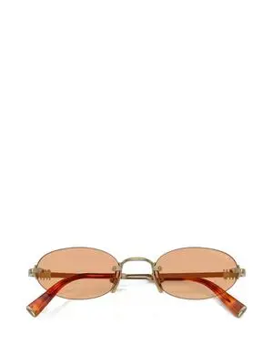 Miu Miu Oval-frame Sunglasses - Gold
