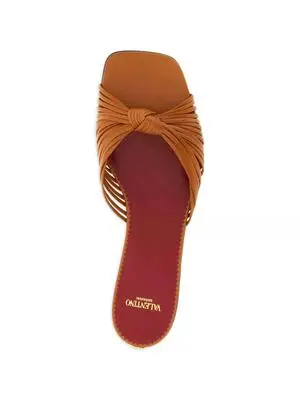 Valentino Garavani Annet Knot-detail Leather Sandals - Brown