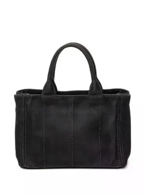 Prada Logo Print Tote Bag - Black