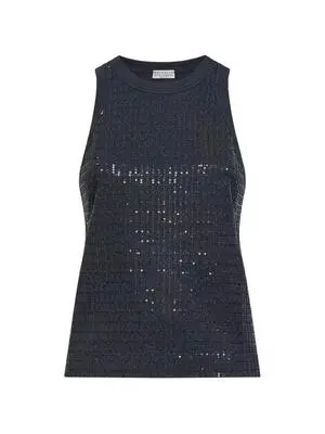 Brunello Cucinelli Sequin-embroidered Racerback Top