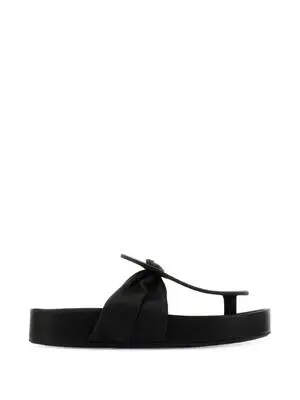 UMA WANG Ruched Leather Platform Sandals - Black