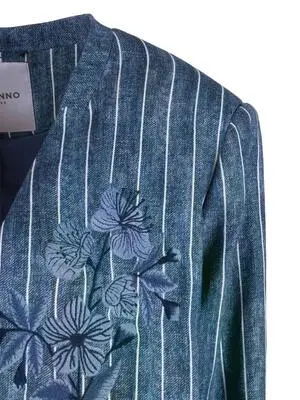 ERMANNO FIRENZE Pinstripe Blazer With Floral Embroidery