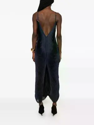 BLESS Fringed Halterneck Midi Dress - Blue