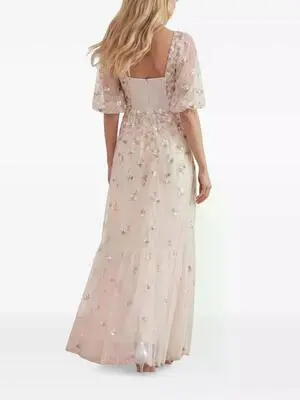 NEEDLE & THREAD Meadow Ditsy Embroidered Gown - Neutrals