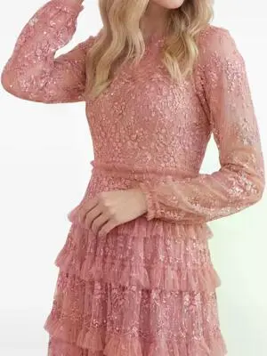 NEEDLE & THREAD Blossom Ruffled Lace Maxi Dress - Pink