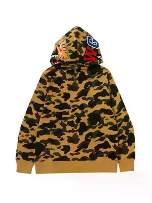 A BATHING APE Shark Camouflage-print Zip-up Hoodie - Yellow