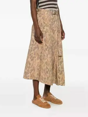 GANNI Leopard-print Belted Skirt - Neutrals
