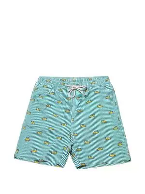 MC2 SAINT BARTH Striped Car-motif Shorts - Blue