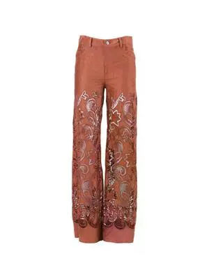 ERMANNO FIRENZE Cut-out Lace-embroidered Trousers
