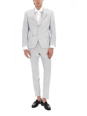 BOSS Two-piece Suit With Micro Pattern - Grey