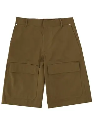 MSGM Cotton Shorts With Logo Patch - Green