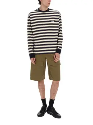 MSGM Cotton Shorts With Logo Patch - Green