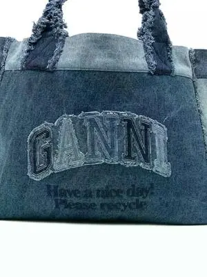 GANNI Patchwork Frayed Tote Bag