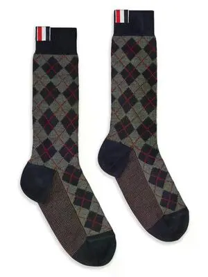 Thom Browne Argyle Jacquard Wool Mid-calf Socks
