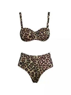 SOFIA ERHAN Leopard-Print Belted Bikini Neutrals