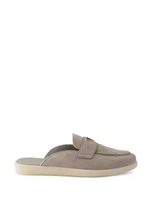 Prada Suede Triangle Logo Mules
