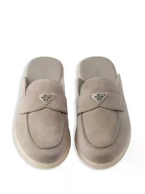 Prada Suede Triangle Logo Mules