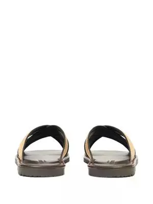 SCAROSSO Ettore Crossover-strap Raffia Sandals - Neutrals