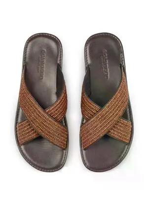 SCAROSSO Ettore Raffia Sandals - Brown