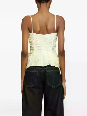 Alexander McQueen Floral-jacquard Ruched Corset Top - Neutrals
