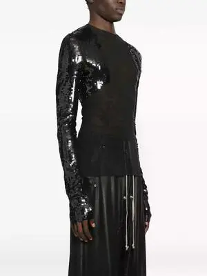 Rick Owens Temple Dennis Sequin-embellished T-shirt - Black