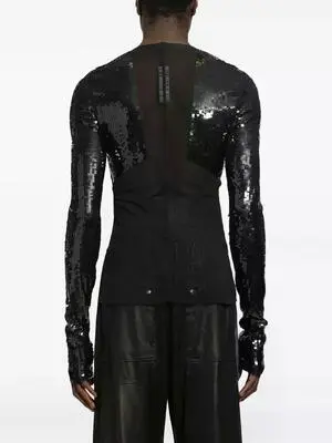 Rick Owens Temple Dennis Sequin-embellished T-shirt - Black