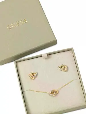 Guess Crystal-embellished Interlocking-heart Jewelry Set