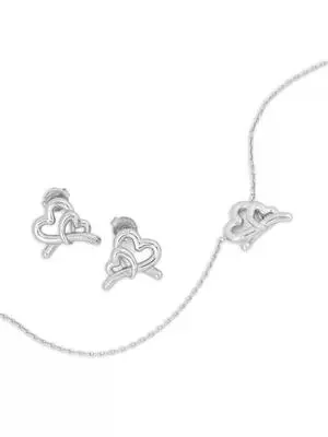 Guess Interlocking Heart Earrings And Necklace Set
