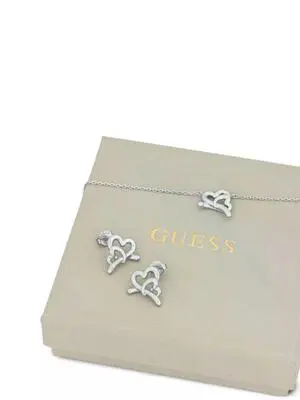 Guess Interlocking Heart Earrings And Necklace Set