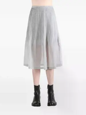 AMOMENTO Pleated Sheer Skirt