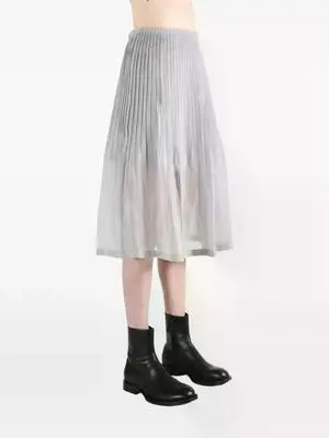 AMOMENTO Pleated Sheer Skirt