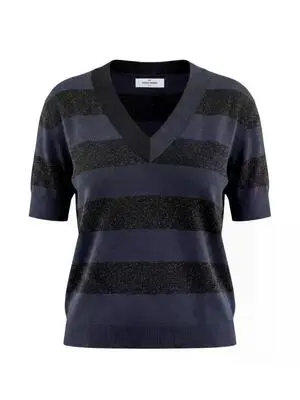 GRAN SASSO V-neck Glitter Stripe Top - Blue