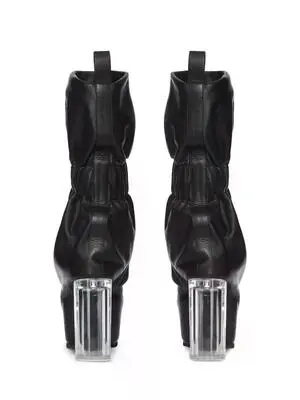 Rick Owens Ruched Leather Ankle Boots - Black