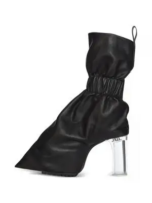 Rick Owens Ruched Leather Ankle Boots - Black