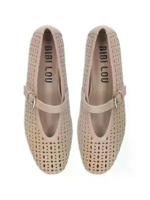BIBI LOU Perforated Buckle-strap Ballet Flats - Neutrals