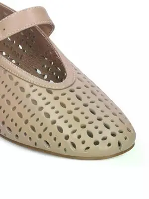 BIBI LOU Perforated Buckle-strap Ballet Flats - Neutrals