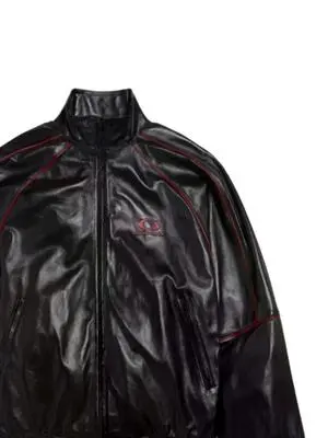 Balenciaga Logo-detail Leather Jacket - Black