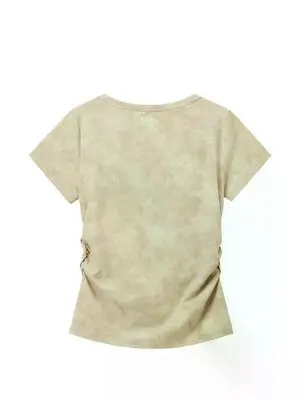 Izzue Lace-up Acid-wash T-shirt - Neutrals