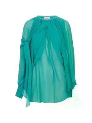 GIANLUCA CAPANNOLO Knotted Long-sleeve Blouse - Green