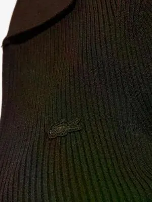 Lacoste Ribbed-knit V-neck T-shirt - Brown