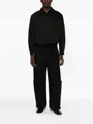AMOMENTO Pleated Cargo Trousers - Black