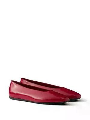 Prada Brushed Leather Ballerinas - Red