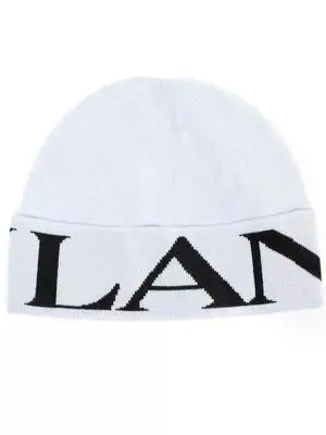 LANVIN Intarsia-knit Wool Beanie - Blue