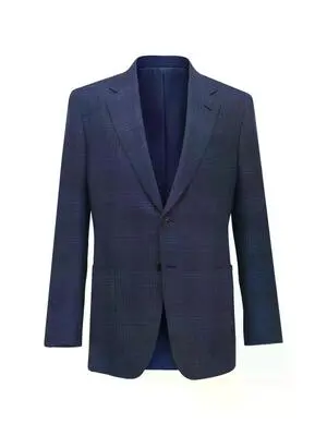 Zegna Check-pattern Single-breasted Blazer - Blue