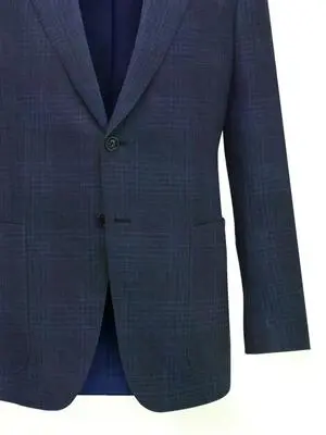 Zegna Check-pattern Single-breasted Blazer - Blue