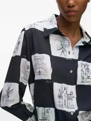 Karl Lagerfeld Checkerboard Sketch-print Shirt